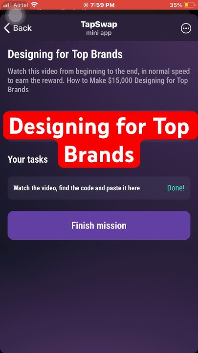 Designing for Top Brands | Tapswap code || tapswap code Designing for Top Brands #crypto # ...