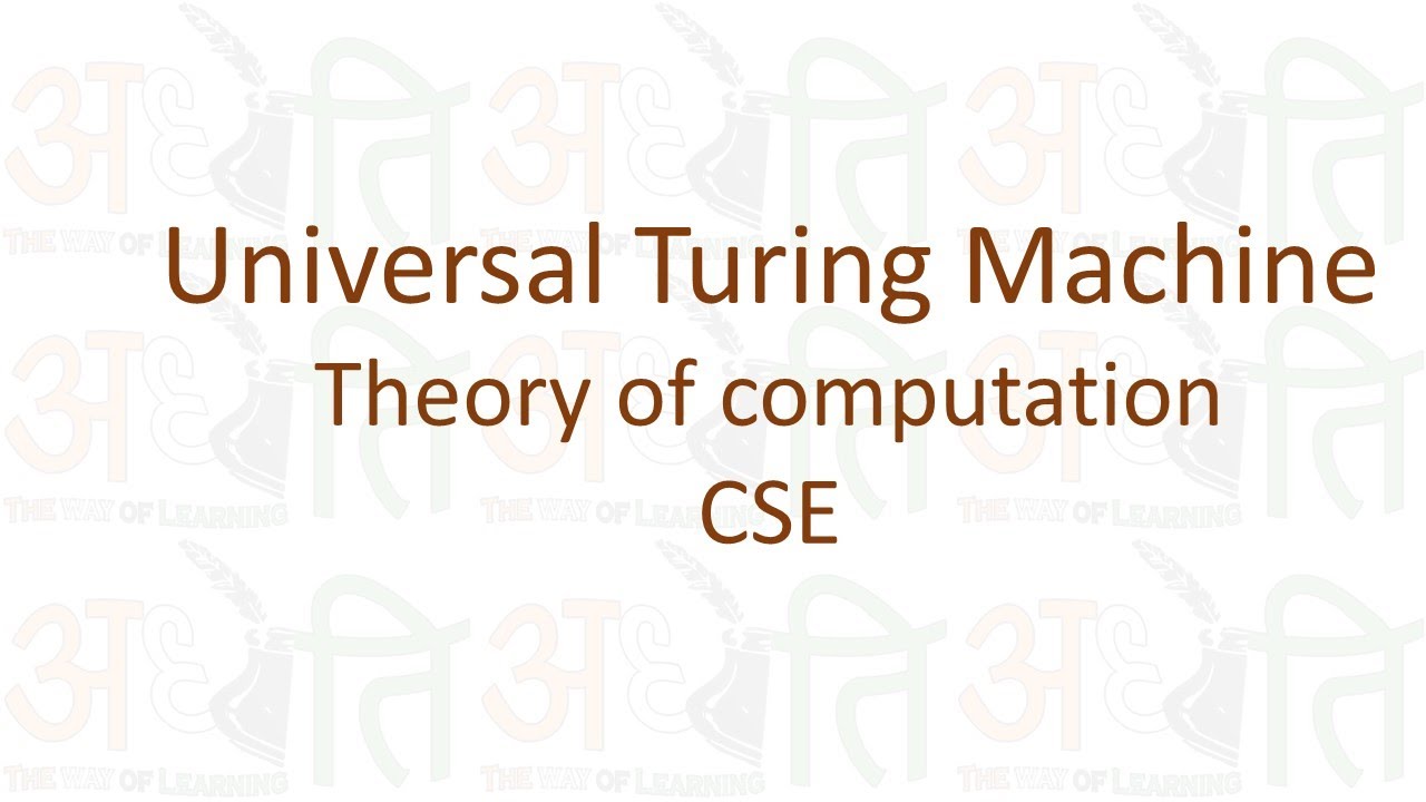 Toc Topic 29 Universal Turing Machine Cse Youtube