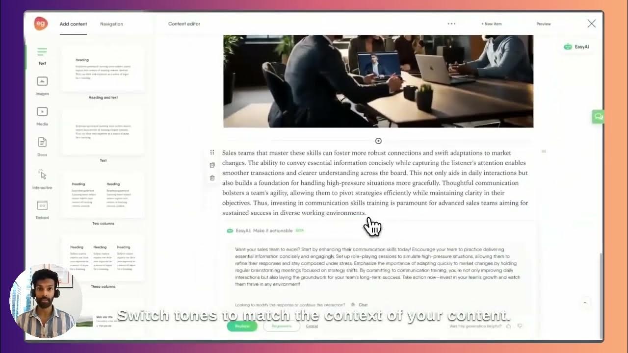 Easygenerator's new quick actions powered by EasyAI - YouTube