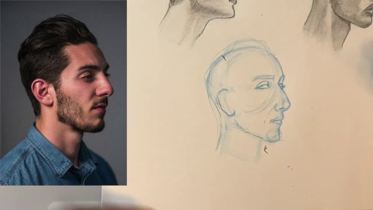 Drawing Faces Male Profile 3 - YouTube
