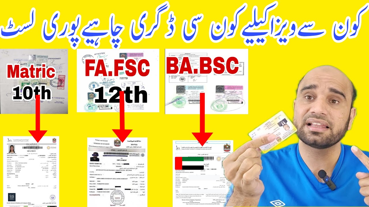 UAE Visa Skills and Unskill;Which degree is required for which visa ...