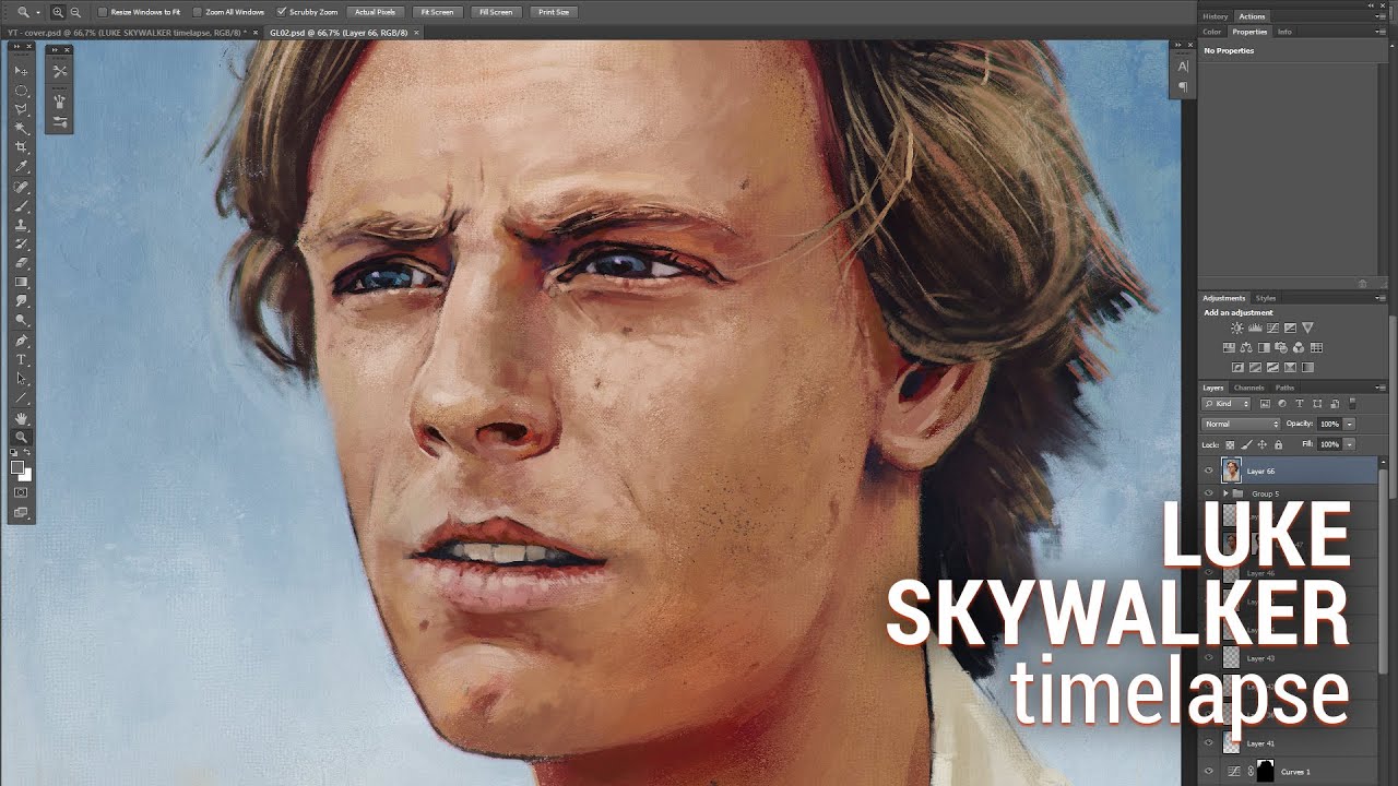 Luke Skywalker portrait timelapse - YouTube