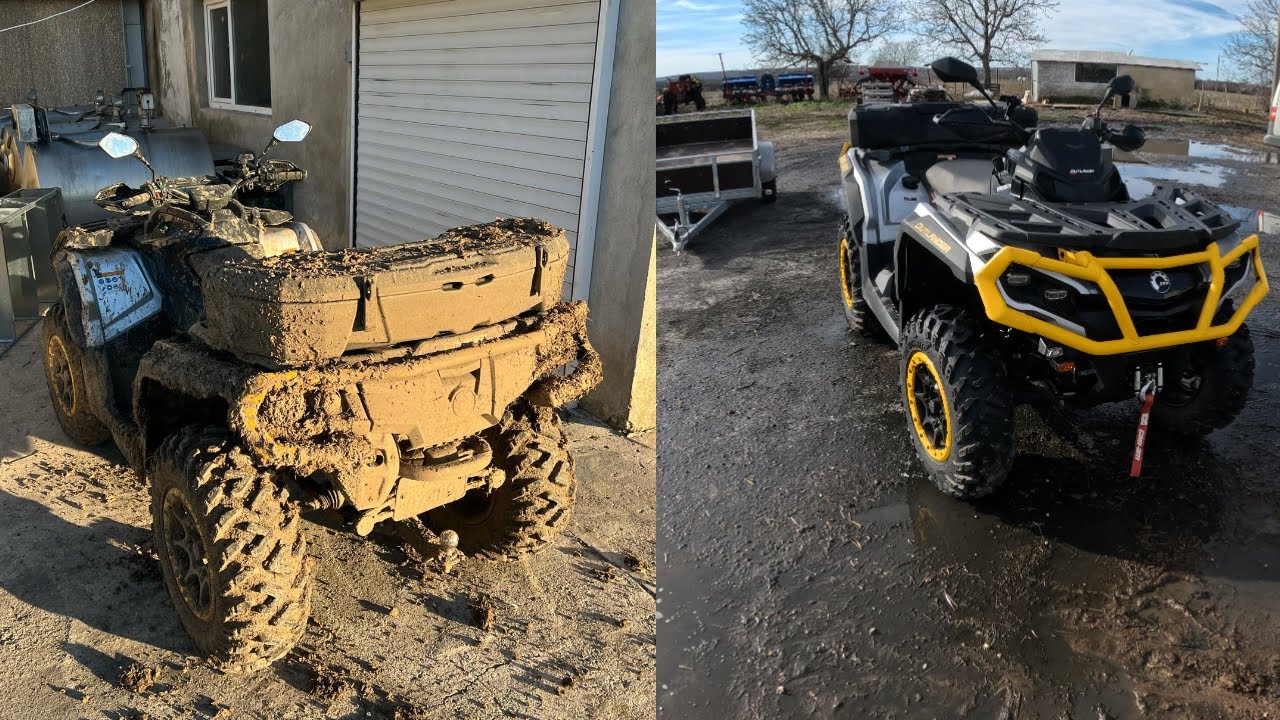 washing quad after a ride ... so much mud - YouTube