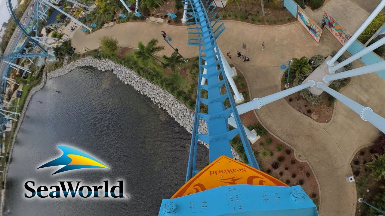 Crazy Surfing Roller Coaster Ride - Pipeline SeaWorld Orlando Front Row ...