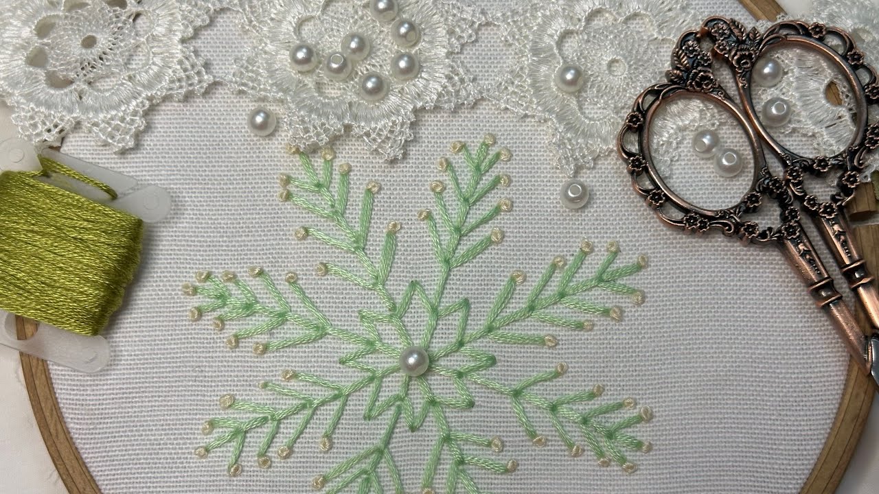 fly stitch "Snow Embroidery Tutorial: A Beautiful Winter Design for ...