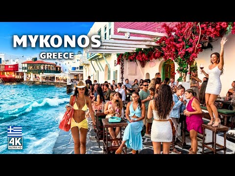 Mykonos, Greece 4K Walking Tour 🇬🇷 | Luxury Beach Clubs, Little Venice & White Streets