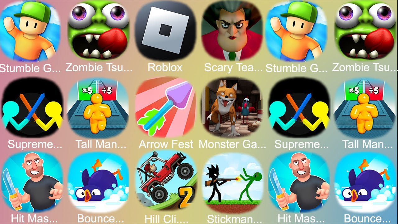 Stumble Guys,Zombies Tsunami,Roblox,Scary Teacher,Tall Man Run,Hit ...