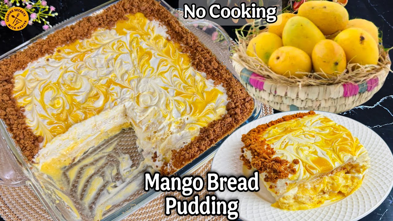 How To Make Viral Mango Arabian Bread Pudding | No Cook Easy Mango Dessert Recipe - YouTube
