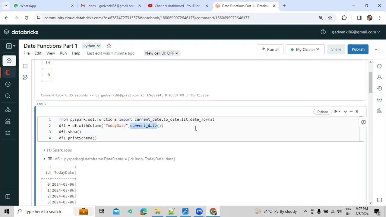 40understand About Date Functions Part 1 Using Pyspark In Databricks In Telugu Youtube