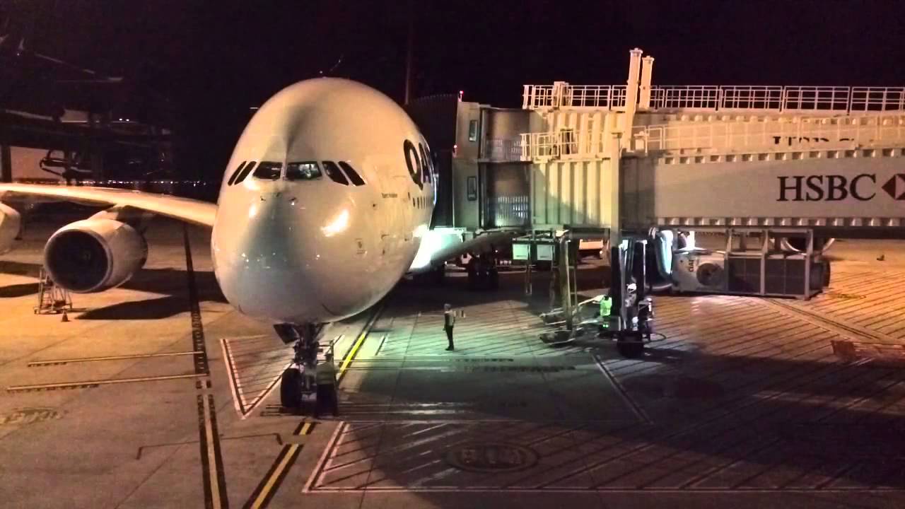Qantas A380 gate arrival - YouTube