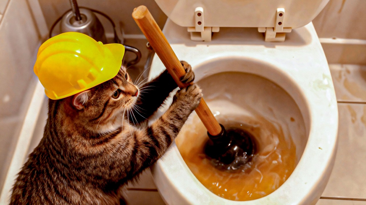 Cats Plumbers Fixing Bathrooms 🚽 Funny Animals Compilation - YouTube
