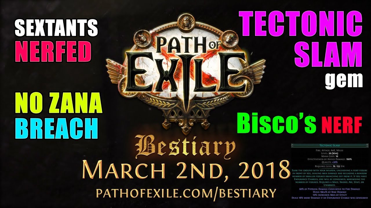 Path of Exile 3.2: Tectonic Slam gem revealed! Sextants NERF, Bisco's ...