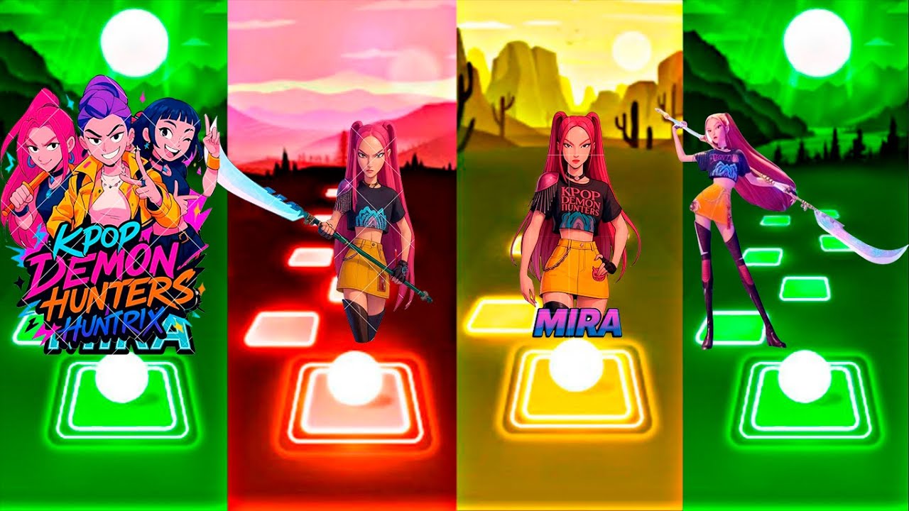 Tiles Hop Perfect Run with Huntrix Songs. KPOP Demon Hunter # ...