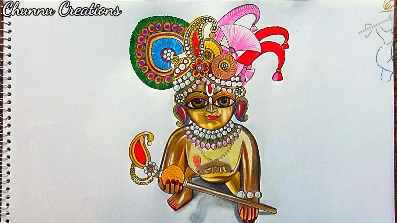 3d Laddu Gopal Drawing Easy Beautiful Laddu Gopal Drawing Youtube