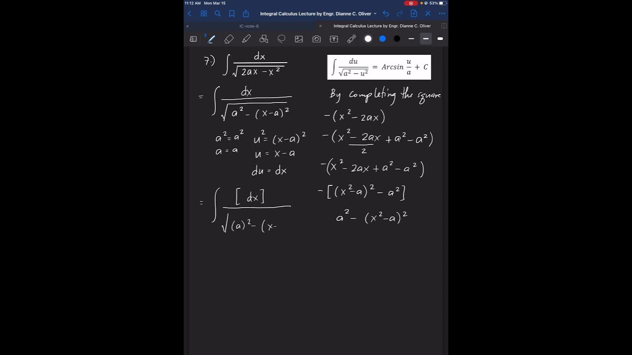 Integral Calculus: Inverse Trigonometric Function (Part 2) - YouTube
