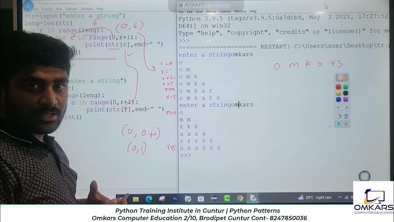 python pattern programs in telugu | python string patterns | computer institute for python ...