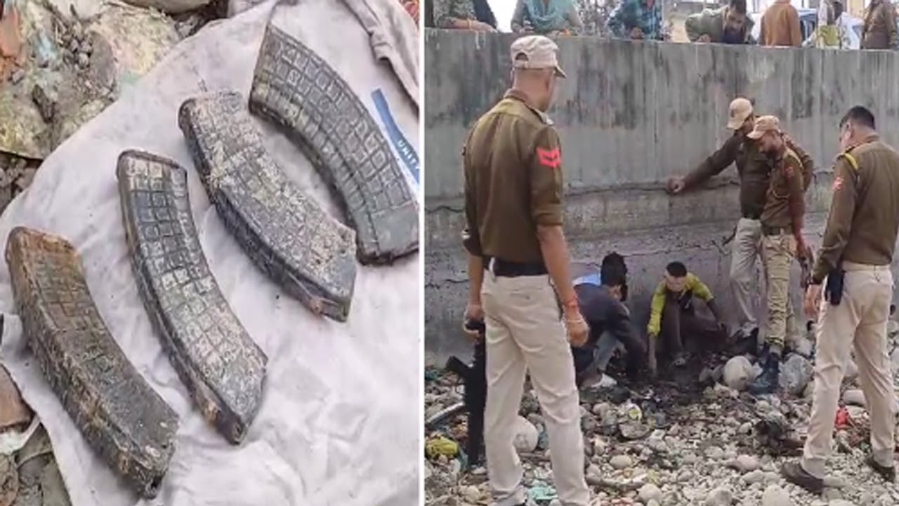 Samba: 4 Rusted Magzines Of AK-47 Recovered While Clearing Pond - YouTube