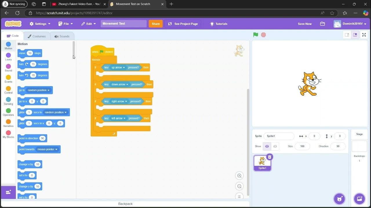 Easy Movement Script in Scratch for Kids - YouTube