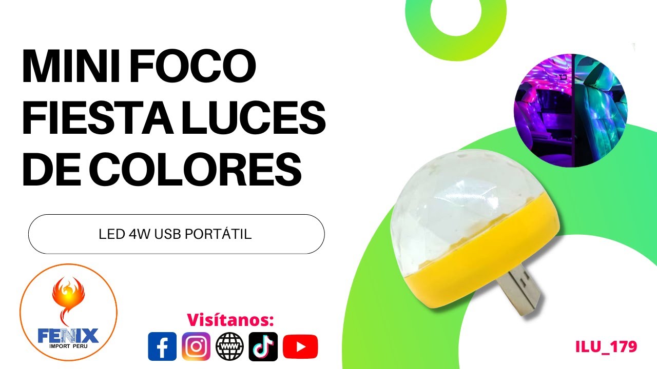 Mini Foco Fiesta Luces De Colores Led 4w Usb Portátil - YouTube