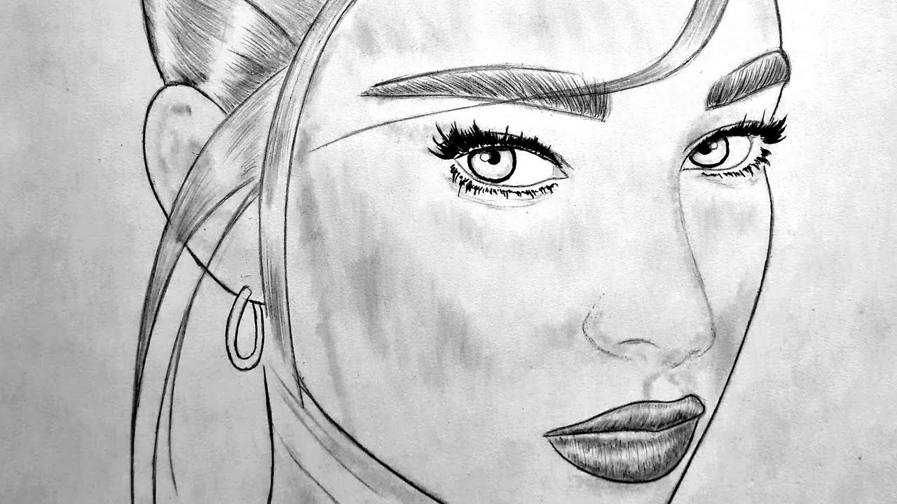 Drawing Antonia Freya Lydia / Female Model Pencil Portrait #16 - YouTube