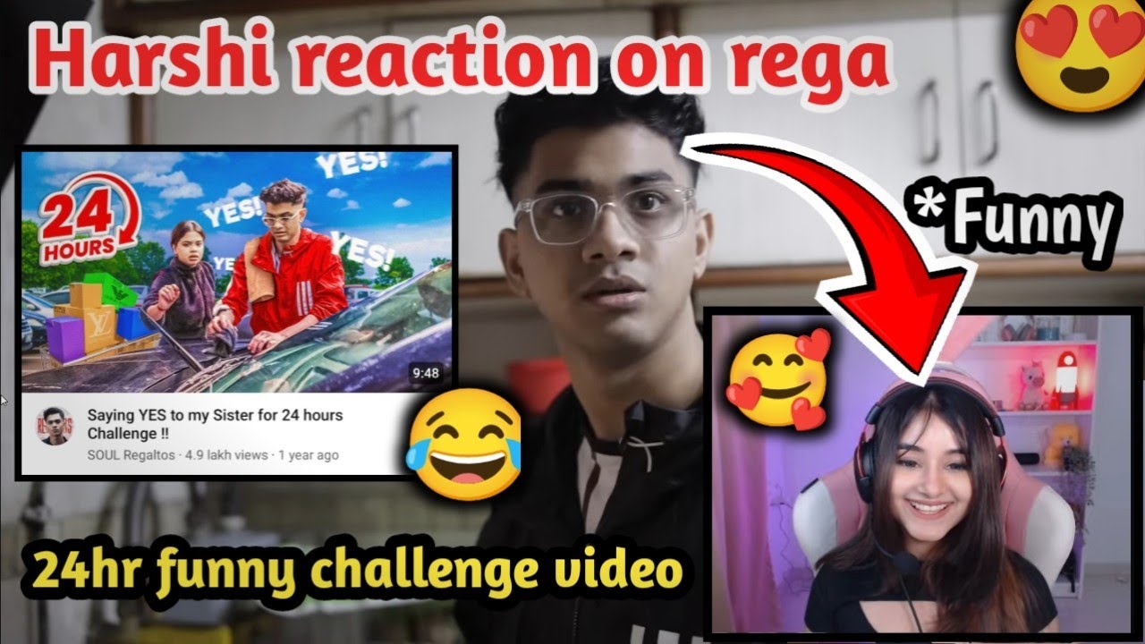 Harshi🥰 reaction on rega saying "yes" to sister for 24 hr video😍🚀 - YouTube