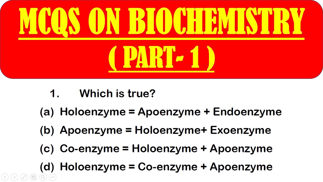 MCQS ON BIOCHEMISTRY | Biochemistry questions with answers || PART 1 ...