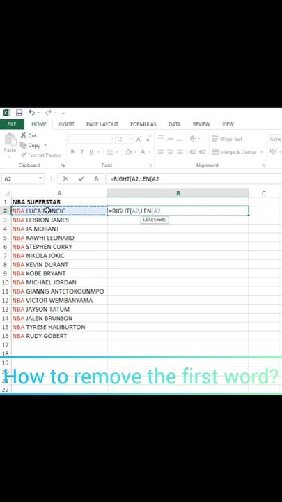 How to remove the first word in Excel - YouTube