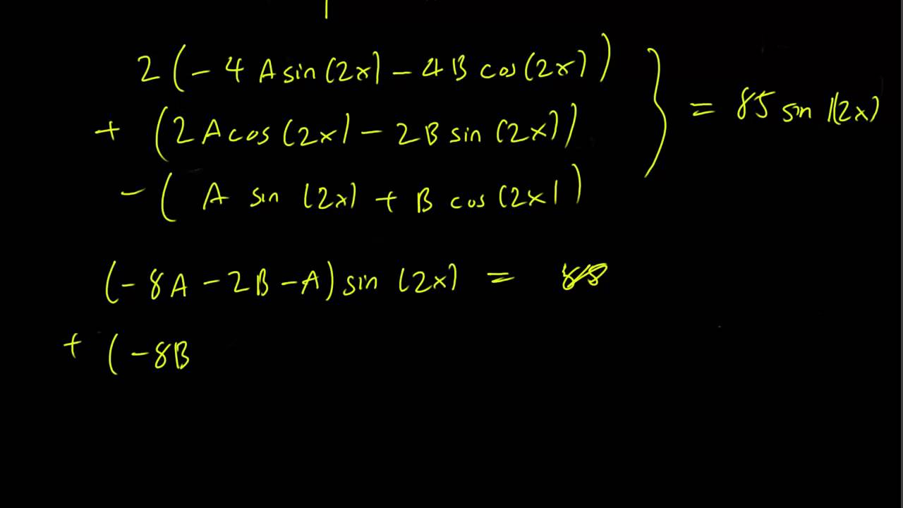3.5 Undetermined coefficients trig example - YouTube