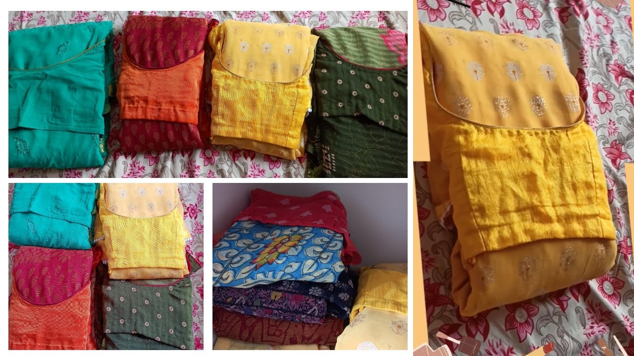 SAREE FOLDING WITH BLOUSE AND EASY HACK FOR LESS SPACE IN SHELF - YouTube