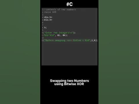 swapping of two numbers using xor operator in c #education #view - YouTube
