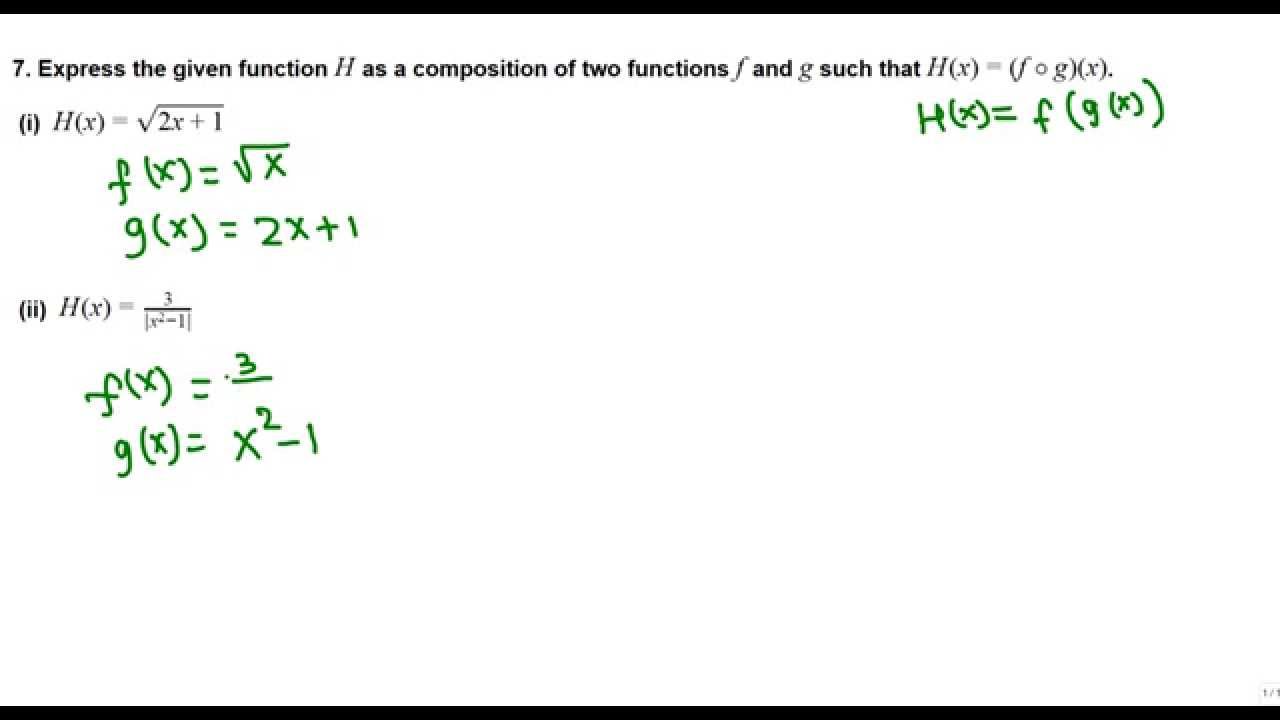 Find F And G From Their Composition college Algebra YouTube