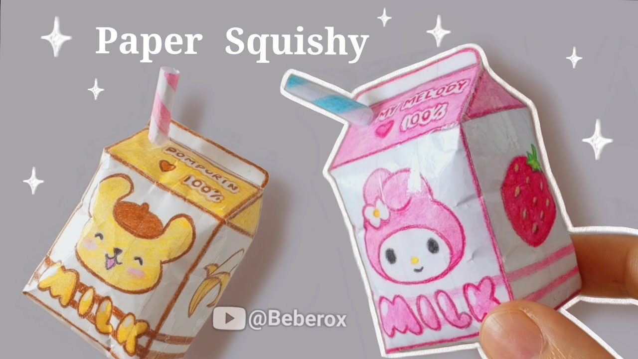 Paper Diy 💖 Sanrio Milk Carton 🍓🍌🥛 Squishy | Tutorial | ASMR - YouTube