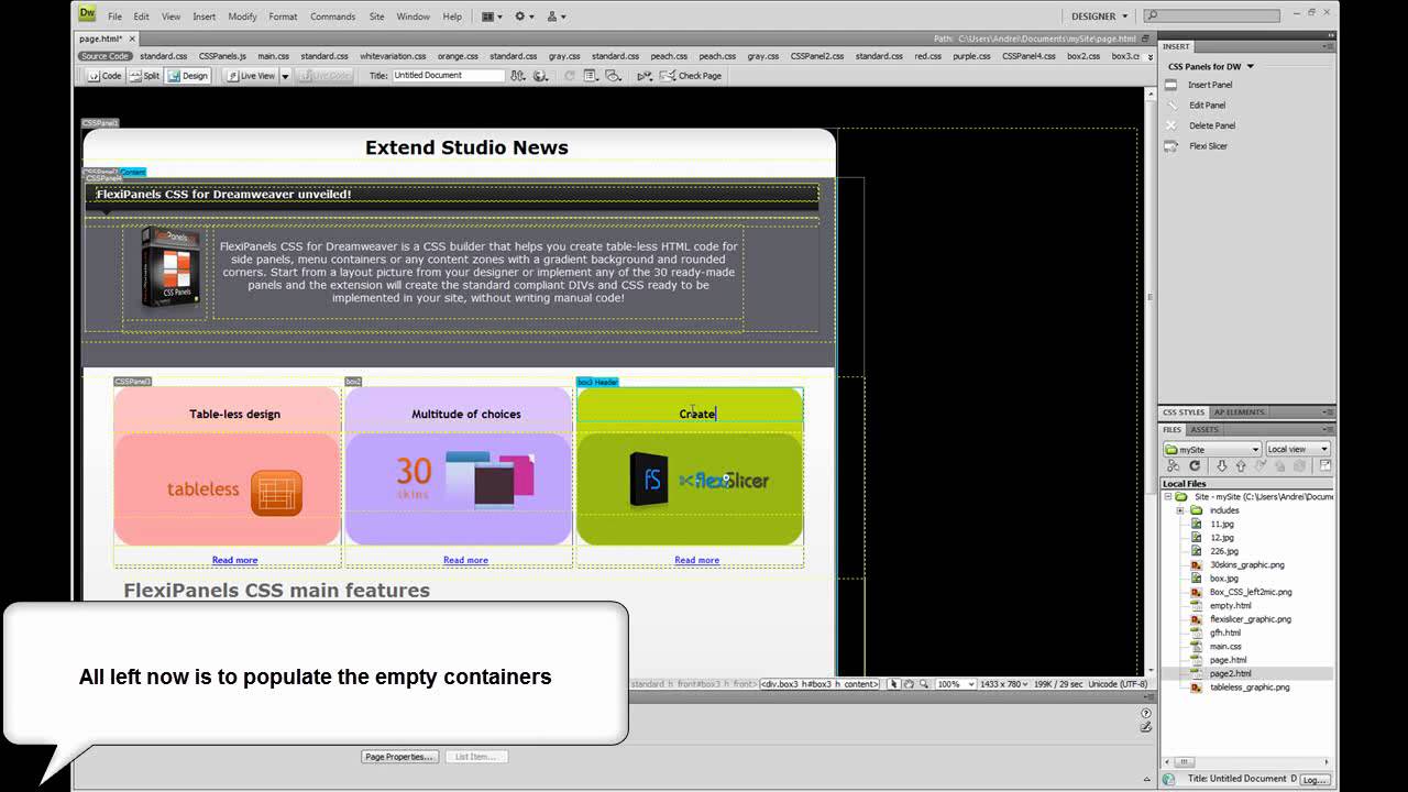 FlexiPanels CSS for Dreamweaver quick tour - YouTube