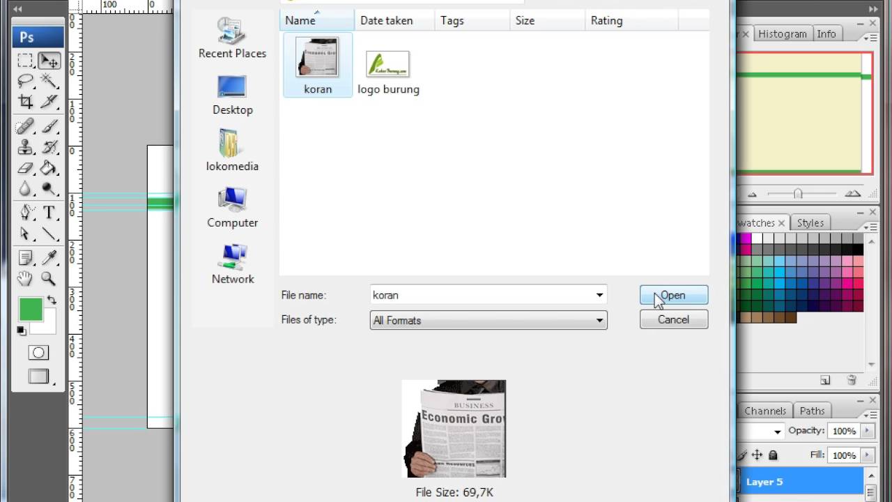 tutorial dasar Mendesain Header dan Footer dengan photoshop - YouTube