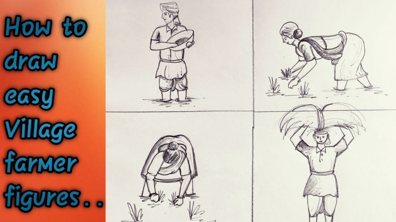 How to draw easy farmer figures for beginners..by Draw with Avijit ...