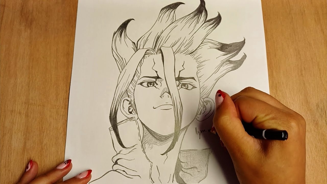 Tutorial: How to draw Senku from Dr.Stone⎥Intermediate Friendly ⎥Step ...