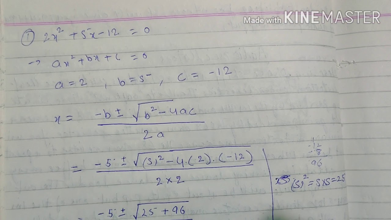 Solve 2x 2 5x 12 0 YouTube Solve 2x 2 5x 12 0 YouTube