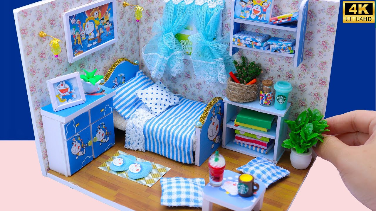 How To Make A Very Cute Miniature Doraemon Bedroom From Cardboard 😽 ️ ...