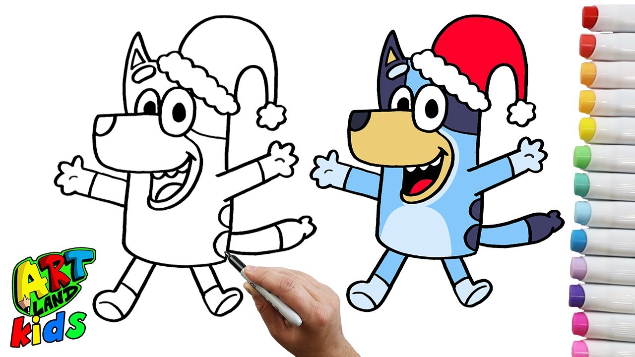 How To Draw Christmas Bluey For Kids - YouTube