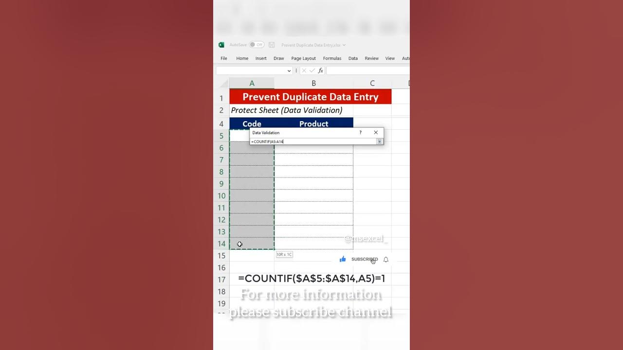 Prevent Duplicate Data Entry In Microsoft Excel And Protect Sheet Excel Exceltricks Exceltips