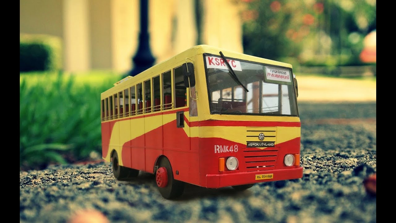 KSRTC BUS MINIATURE ART – Chart Paper KSRTC BUS | Artube Crafts - YouTube