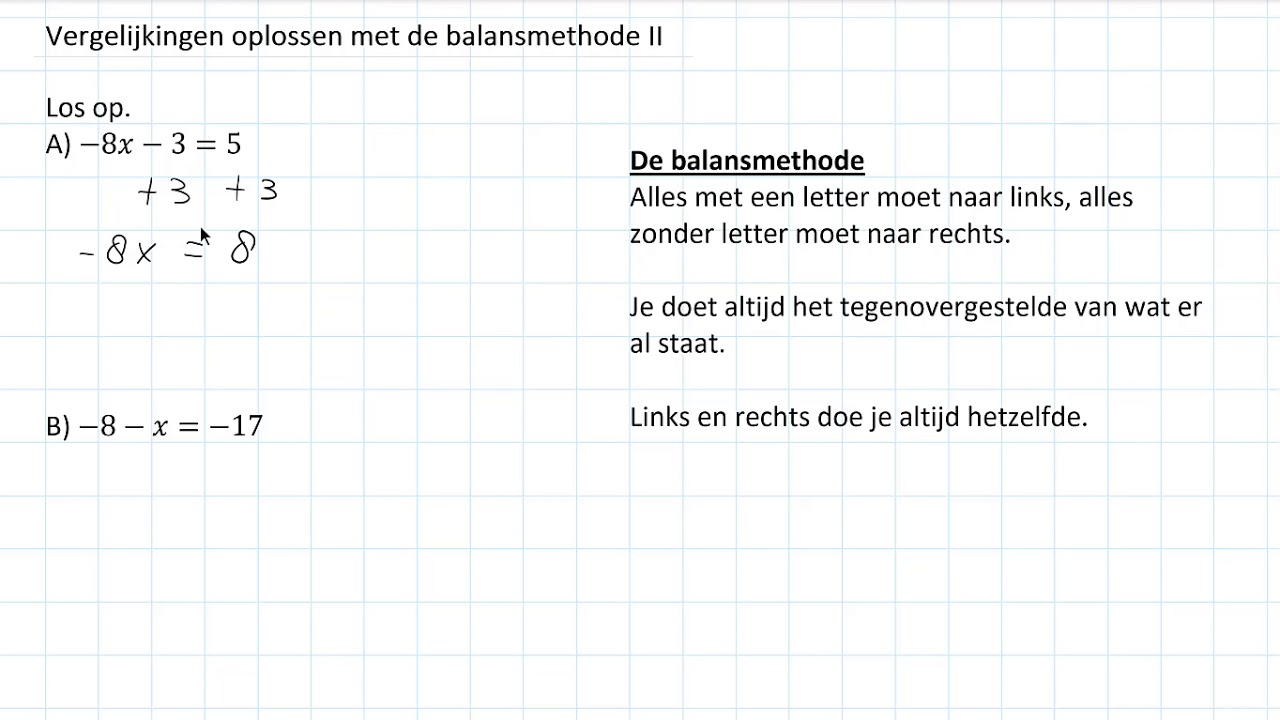 Vergelijkingen oplossen met de balansmethode deel II (2 HAVO/VWO & 2 ...
