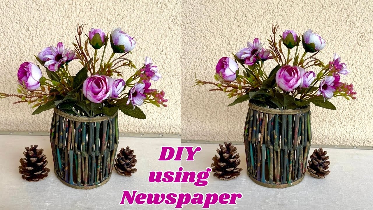 Unique DIY Flower vase using Newspaper || Simple and easy way to make a ...