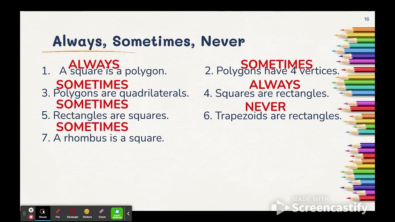 Quadrilaterals: Always, Sometimes, Never - YouTube