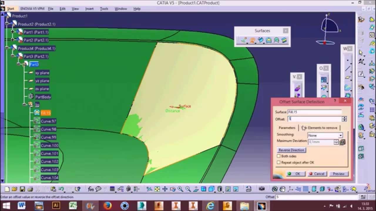 Shape Offset Generative Shape Design Catia V5 tutorial - YouTube