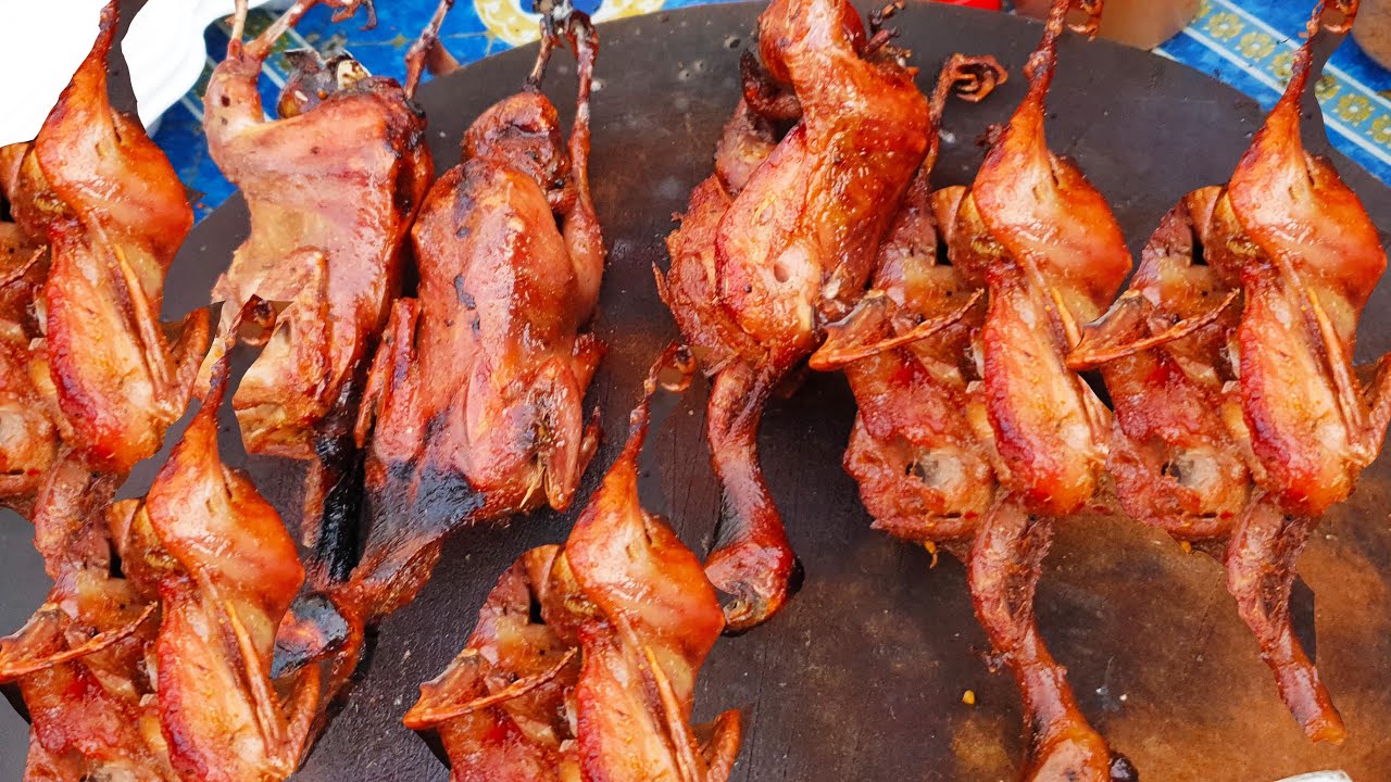 Duck And Quail Barbecue, Chopped Charcoaled Roasted Quails And Duck ...