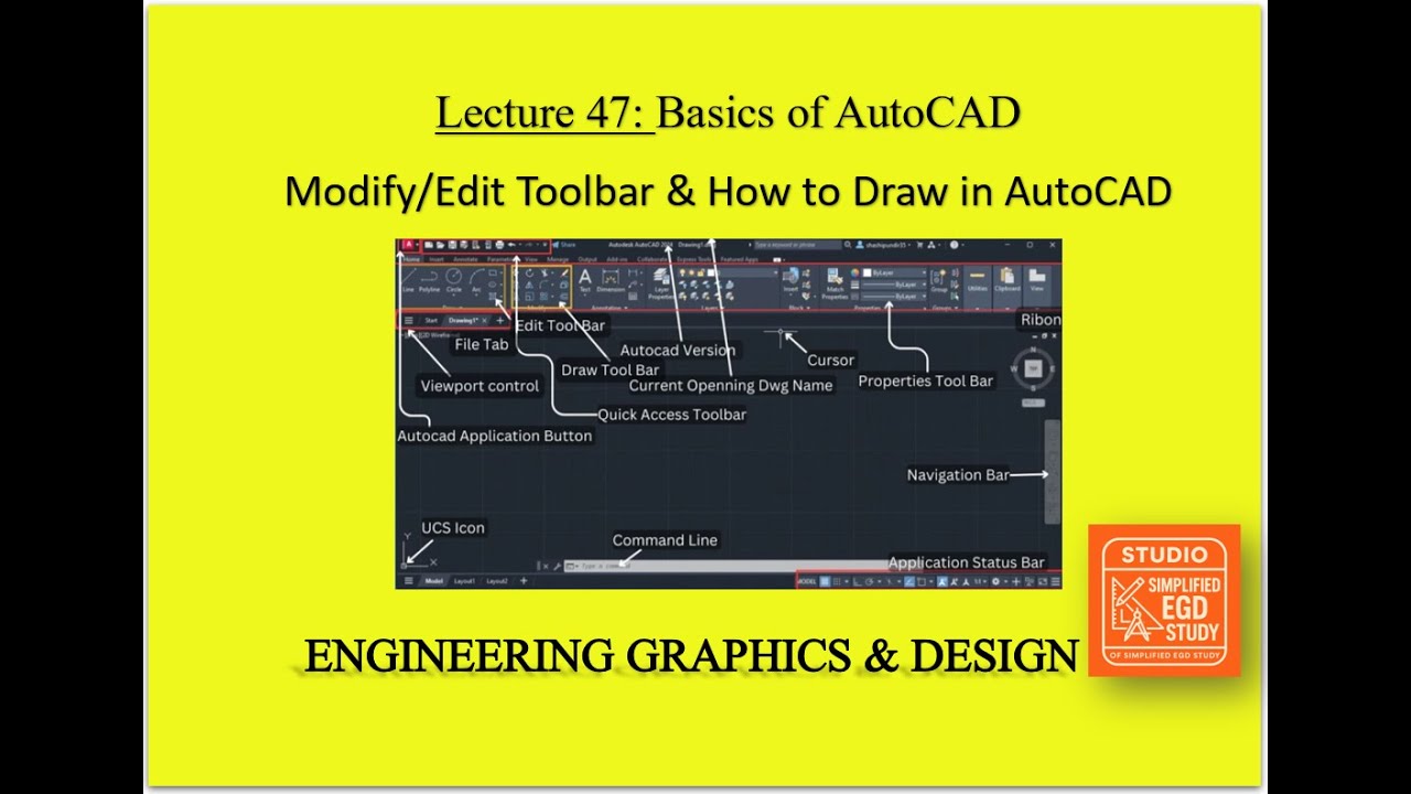 Lecture 47: AutoCAD Draw & Modify Commands | Complete Beginner Guide # ...