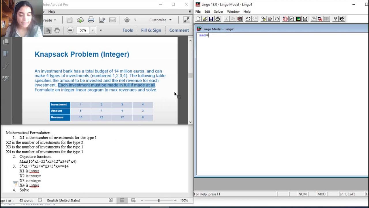 How to optimize integer linear optimization problem using Lingo - YouTube