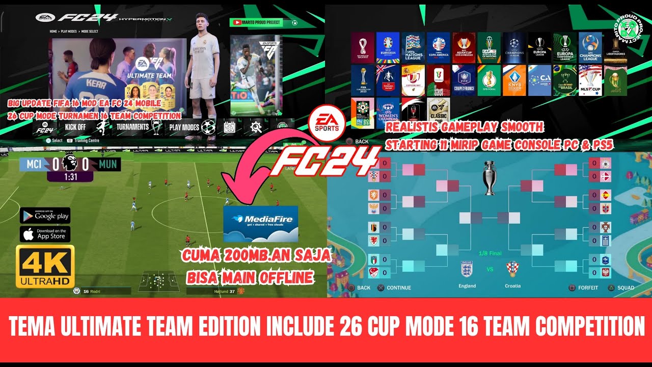 FINALLY FIF4 16 M0D EA FC24 M0BILE‼️TEMA ULTIMATE TEAM EDITION‼️include ...