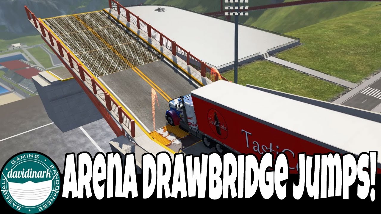 BeamNG Drive - Car Jump Arena Drawbridge Jumps! - YouTube